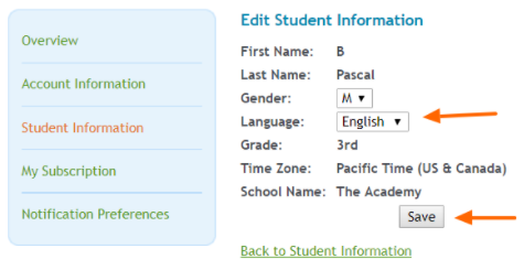 DreamBox Math Family Dashboard: How to Change a Student's Language ...