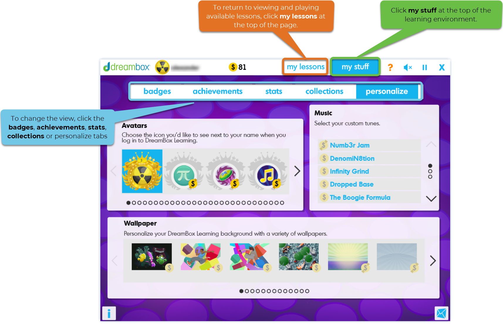 DreamBox Math Student Experience: My Stuff (Grades 3+) – DreamBox Learning
