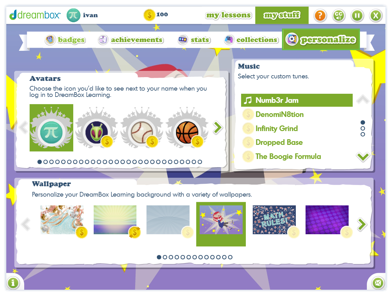DreamBox Math Student Experience: My Stuff (Grades 3+) – DreamBox Learning