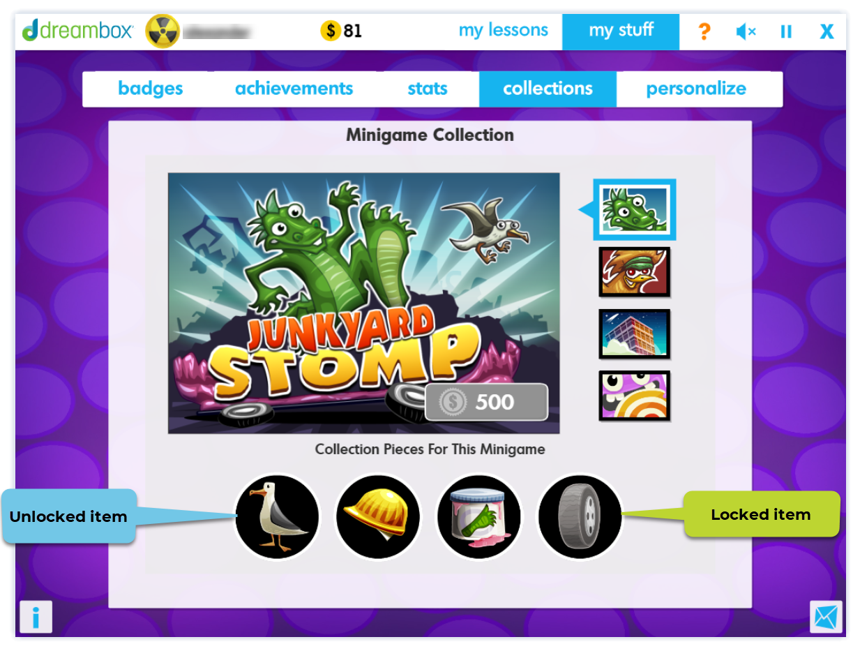 DreamBox Math Student Experience: My Stuff (Grades 3+) – DreamBox Learning