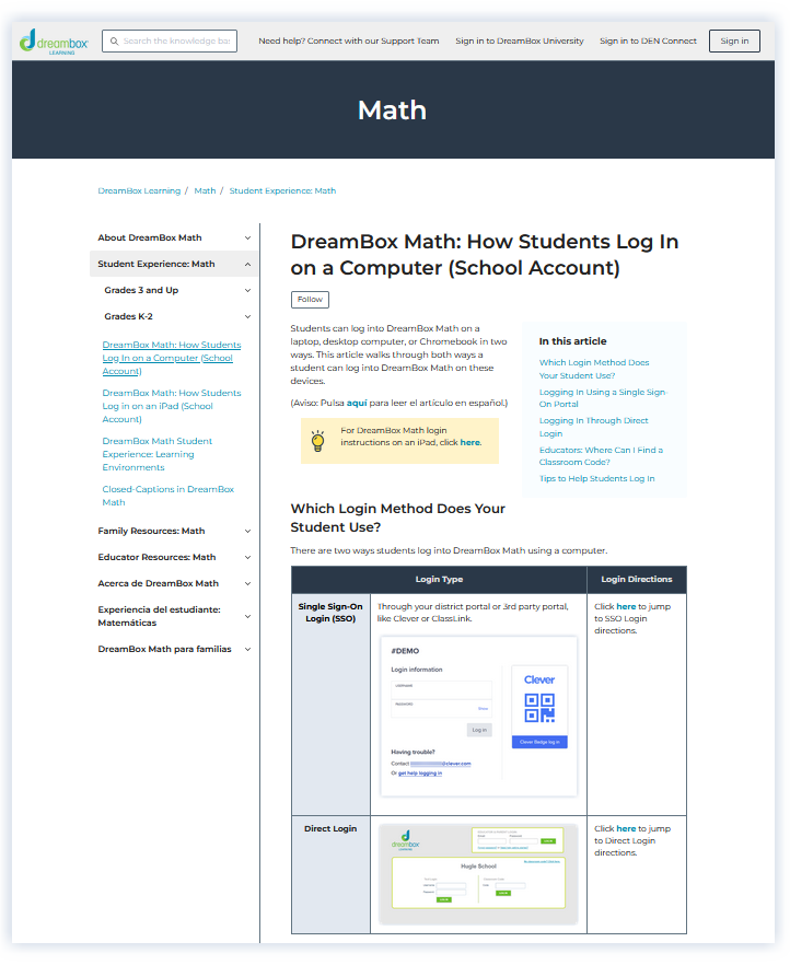 The DreamBox Learning Help Center: FAQs – DreamBox Learning