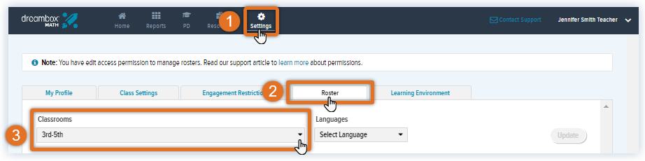 DreamBox Math Educator Dashboard: Change Student Language (Teachers ...
