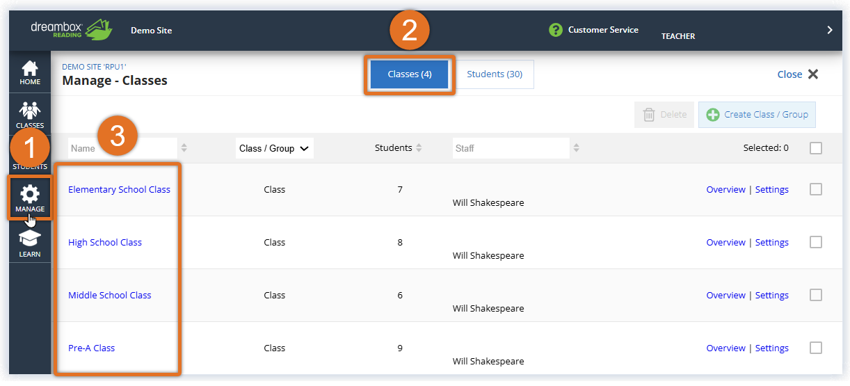 Reading Plus Educator Dashboard: How to Set a Primary Class (Teachers ...