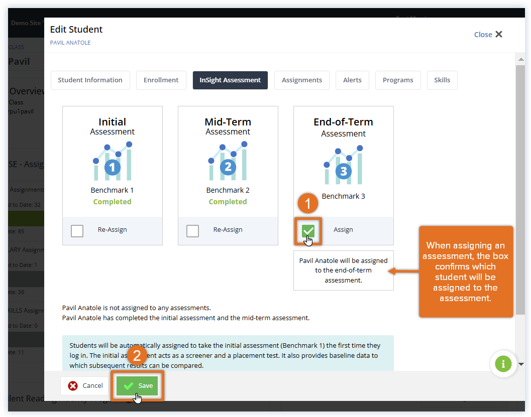 Reading Plus Educator Dashboard: How to Assign or Re-Assign the InSight ...