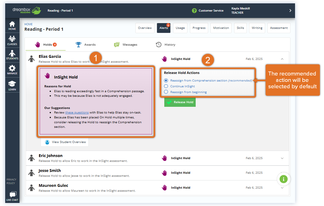 Reading Plus Educator Dashboard: How To Review and Release a Student On ...