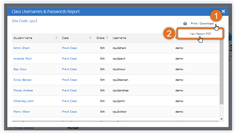 Reading Plus Educator Dashboard: Printing Student Usernames and ...