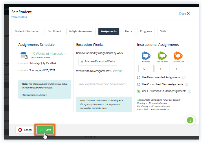 Reading Plus Educator Dashboard: How to Adjust Assignments for a ...
