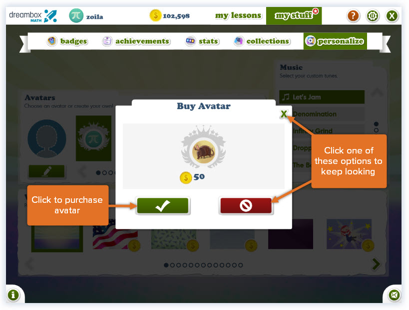 Changing a Student's Avatar in the DreamBox Math Grades 3-5 Learning ...