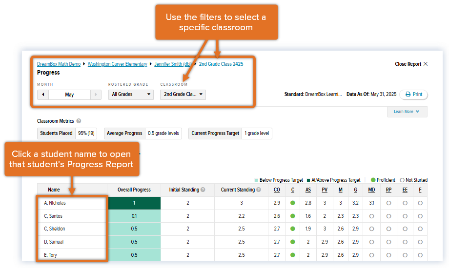 DreamBox Math Educator Dashboard: Printing Student Progress Reports ...