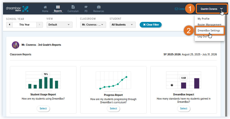 DreamBox Math Educator Dashboard: Edit Student Details – DreamBox Learning