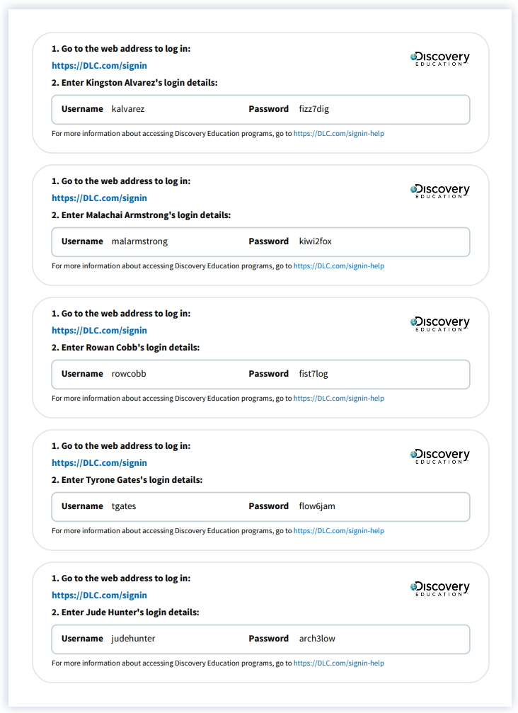 DreamBox Math Educator Dashboard: Printing Student Login Cards or QR ...